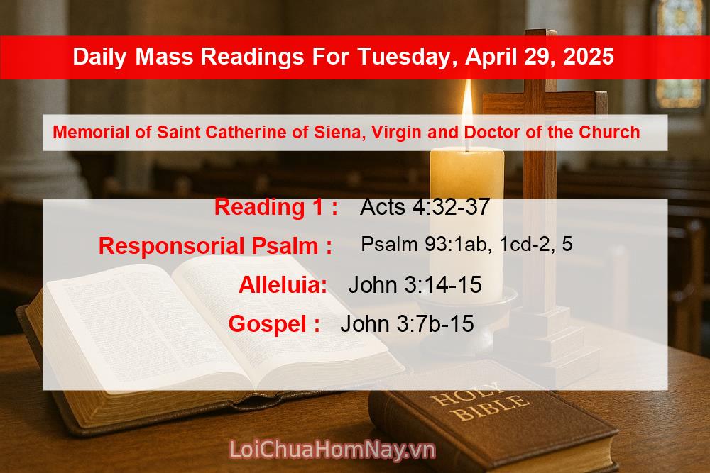 Daily Mass Readings For Tuesday, April 29, 2025 (Readings, Gospel, and ...