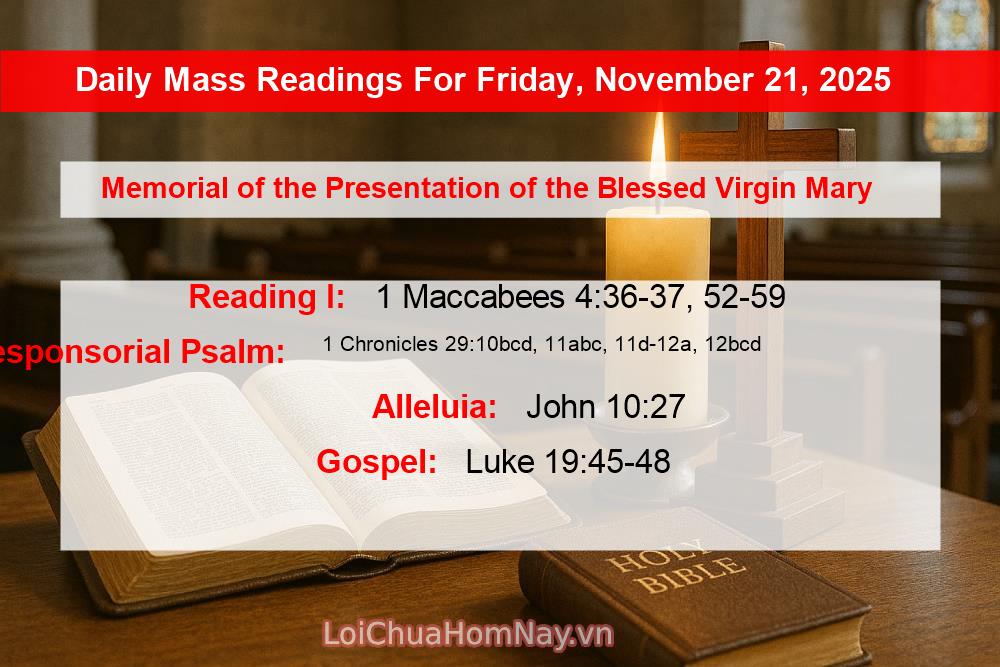 Daily Mass Readings For Friday, November 21, 2025 (Readings, Gospel ...