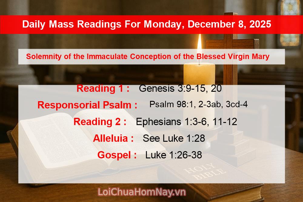 Daily Mass Readings For Monday, December 8, 2025 (Readings, Gospel, and ...