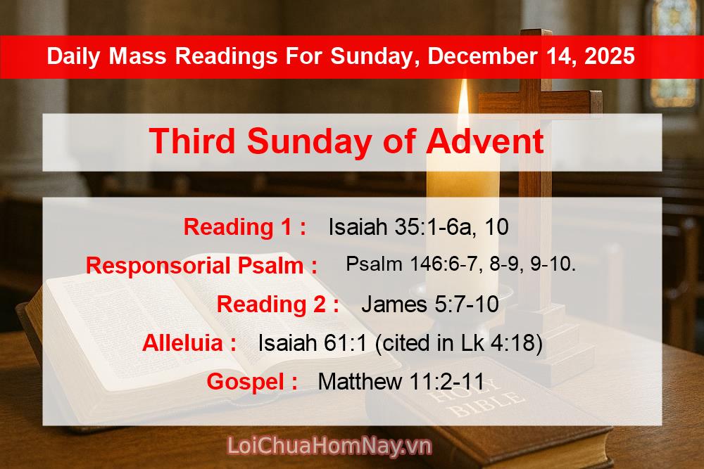 Daily Mass Readings For Sunday, December 14, 2025 (Readings, Gospel ...